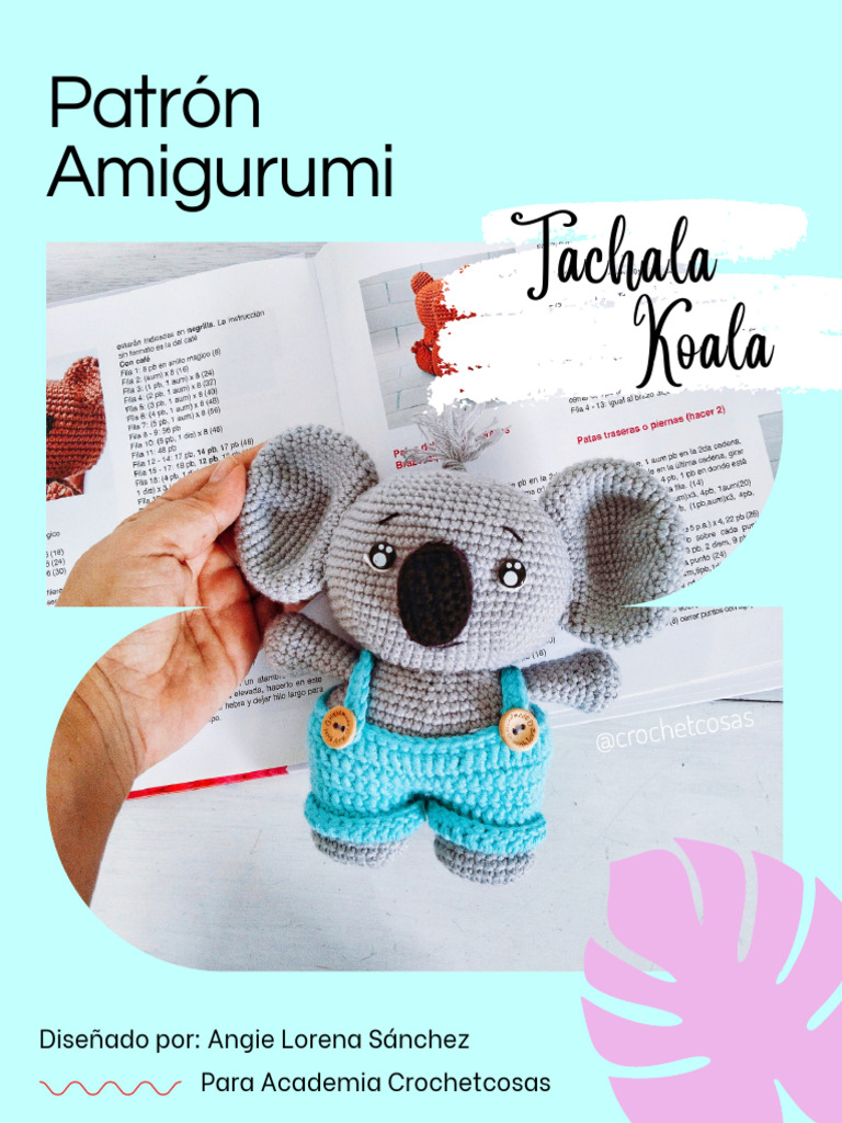 Patrón Tachala Koala Amigurumi | PDF | Amigurumi | Costura