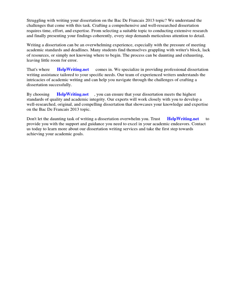 Dissertation Bac de Francais 2013 | PDF