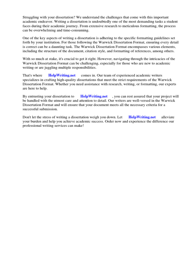 Warwick Dissertation Format | PDF | Thesis