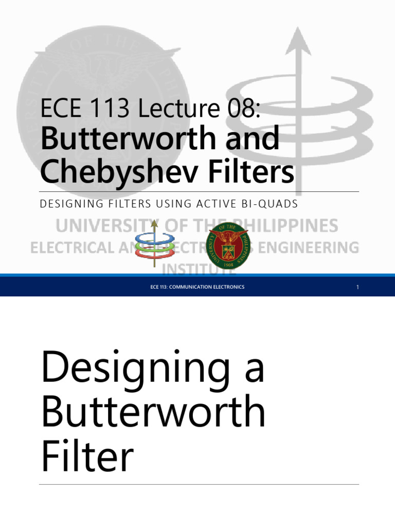 Ece113 Lec08 Butterworth and Chebyshev Filters | PDF | Electrical ...