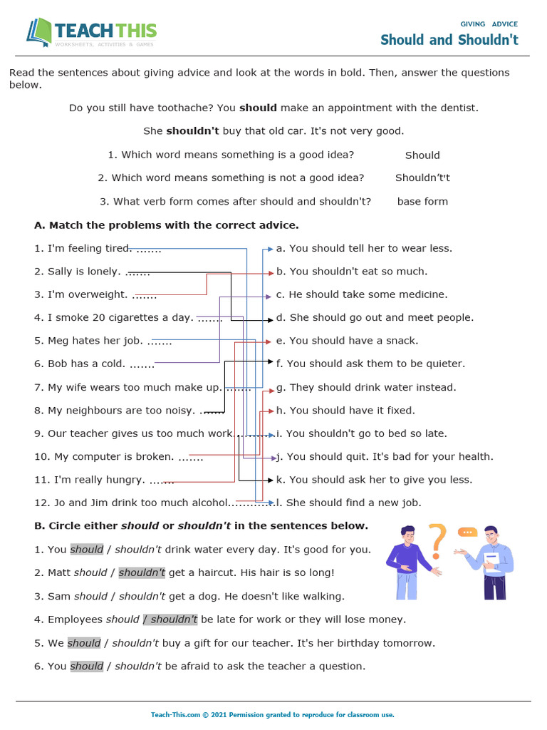 4-Should and Shouldn't Worksheet | PDF