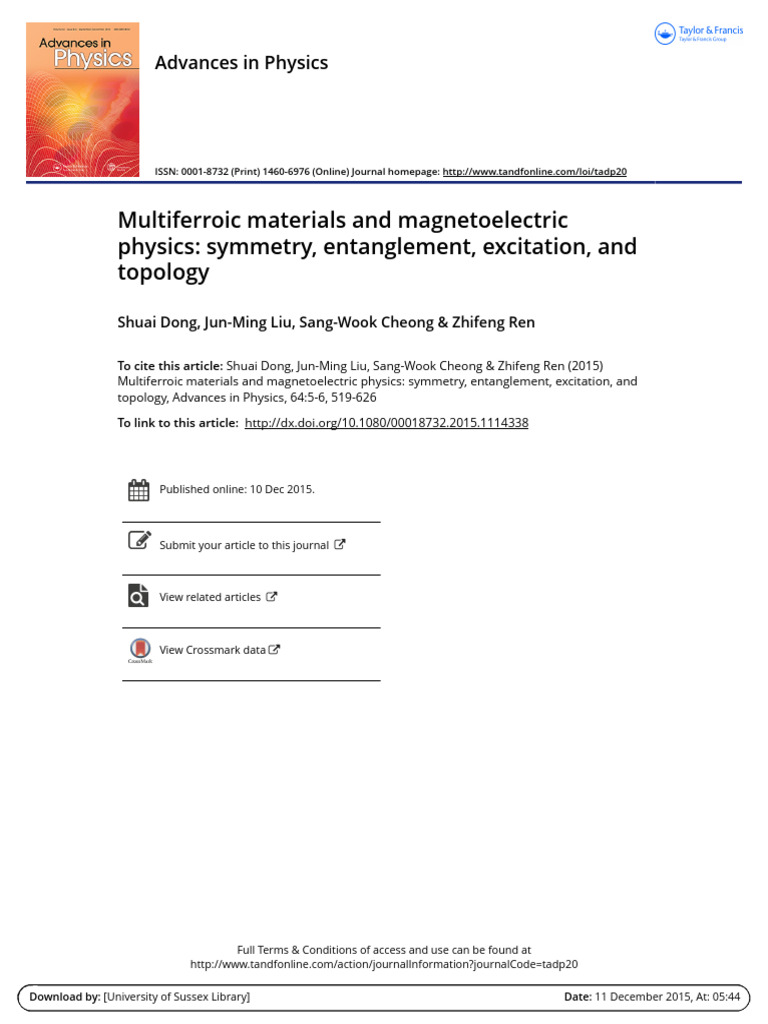Multiferroic Materials and Magnetoelectric Physics | PDF | Materials ...