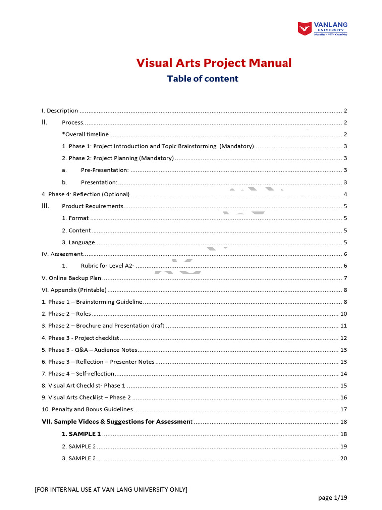 Visual Arts Project Guidelines | PDF | Vocabulary | Grammar