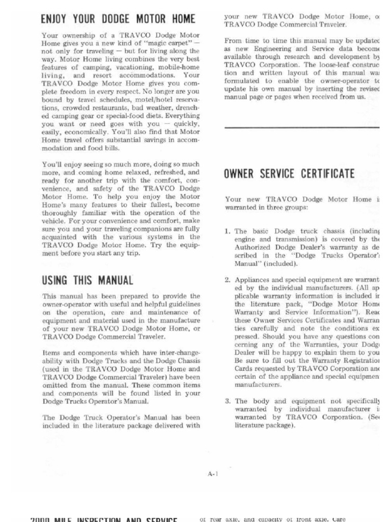 73 Travco Operators Manual | PDF