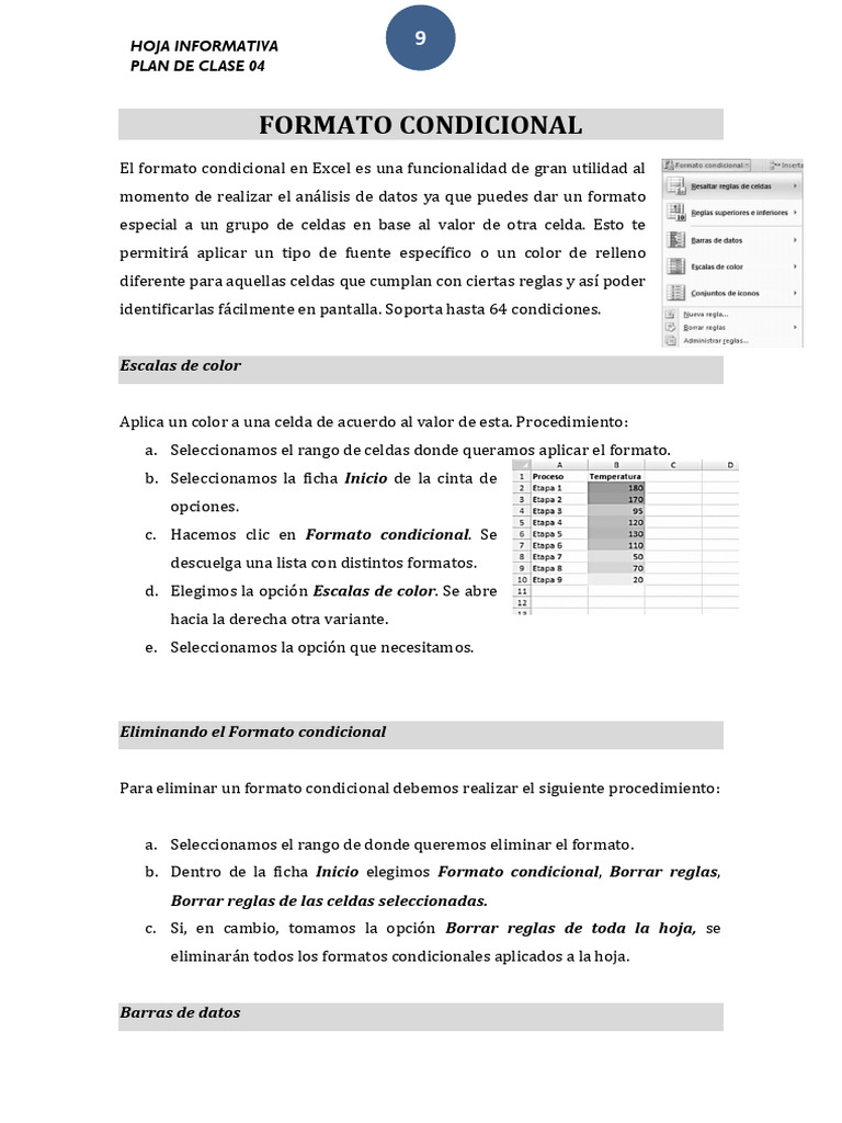 Hoja informativa 04 - FORMATO CONDICIONAL | PDF | Microsoft Excel | Informática