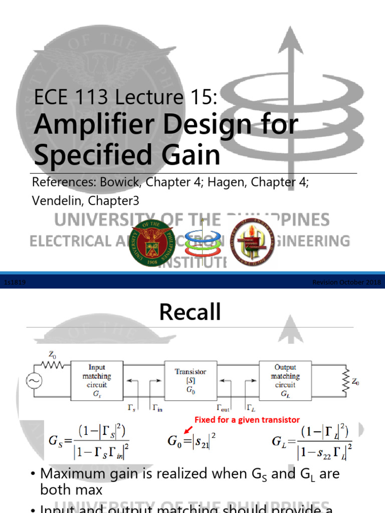Ece113 Lec15 Amplifier Design For Specified Gain | PDF | Electronic ...