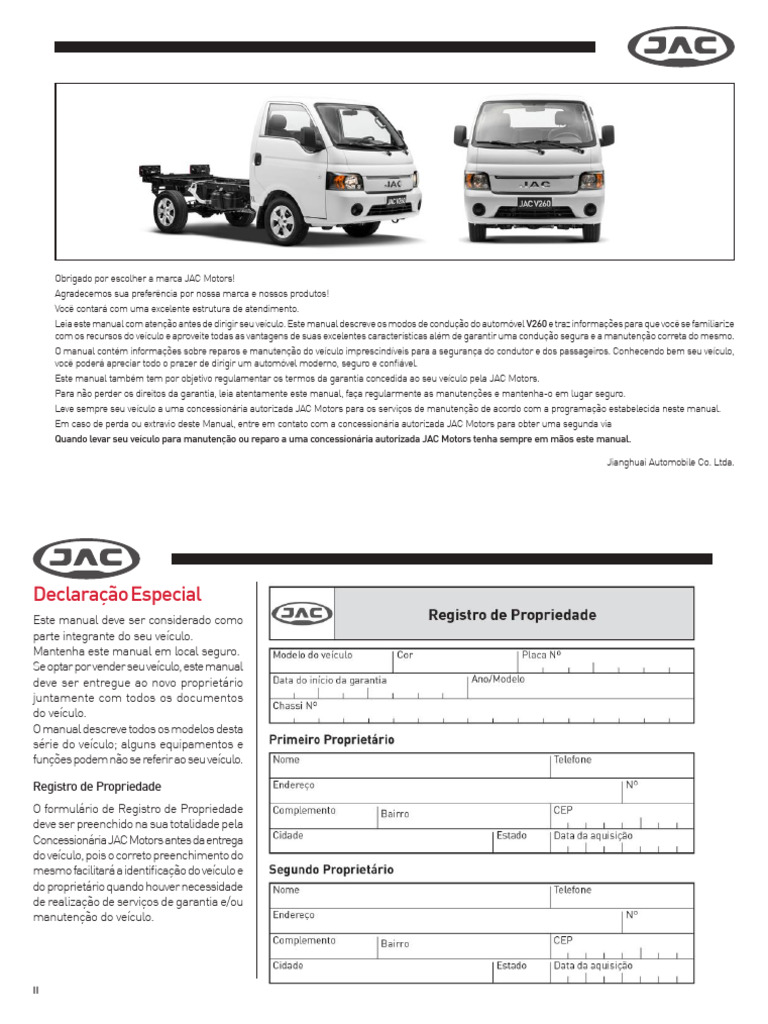 Manual Completo JAC v260 Atualizado | PDF | Motores | Radiador