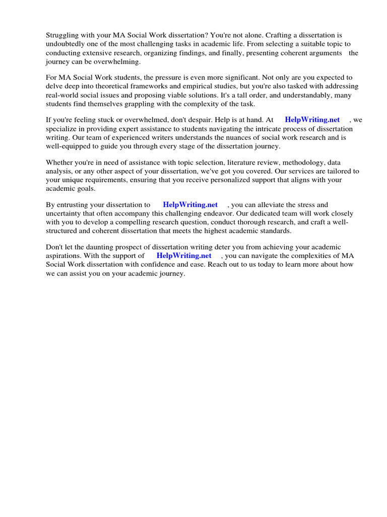 Ma Social Work Dissertation Examples | PDF | Thesis | Social Work