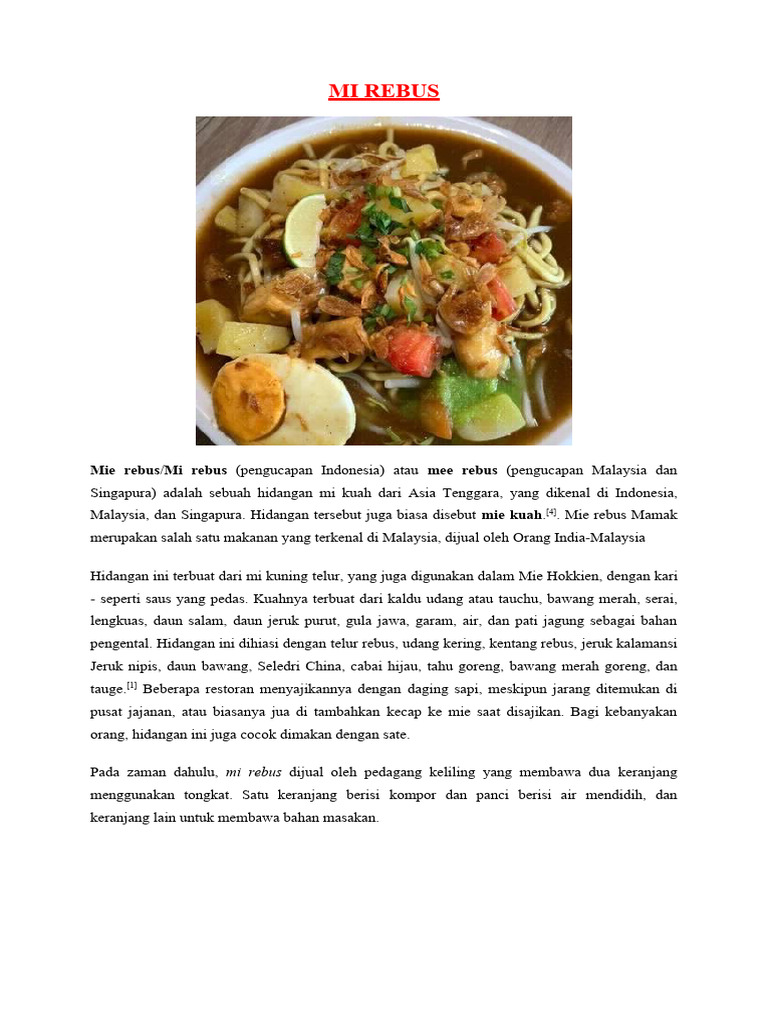 Resep Mie Rebus Kuah Pedas | PDF