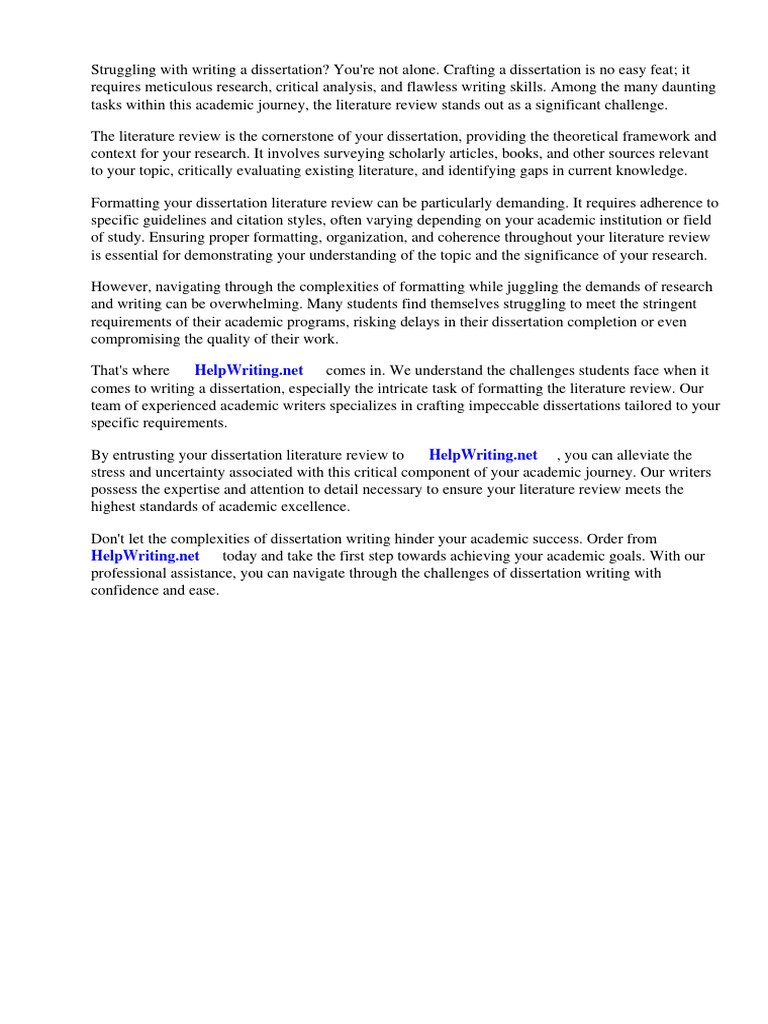Dissertation Literature Review Format | Download Free PDF | Thesis ...