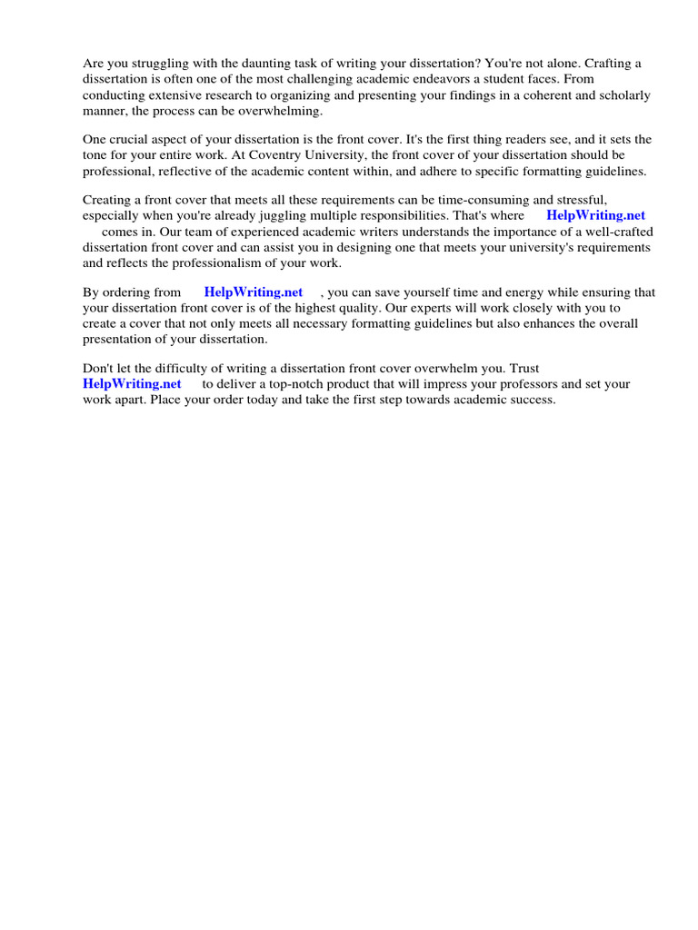 Coventry University Dissertation Front Cover | PDF | Brand | Consumer ...