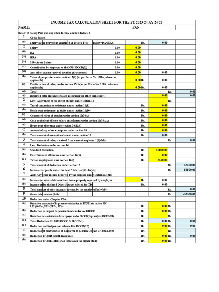 Master File of Calculation | PDF | Tax Deduction | Salary