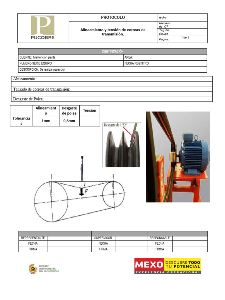 Protocolo Tensado y Alineamiento Correas | PDF