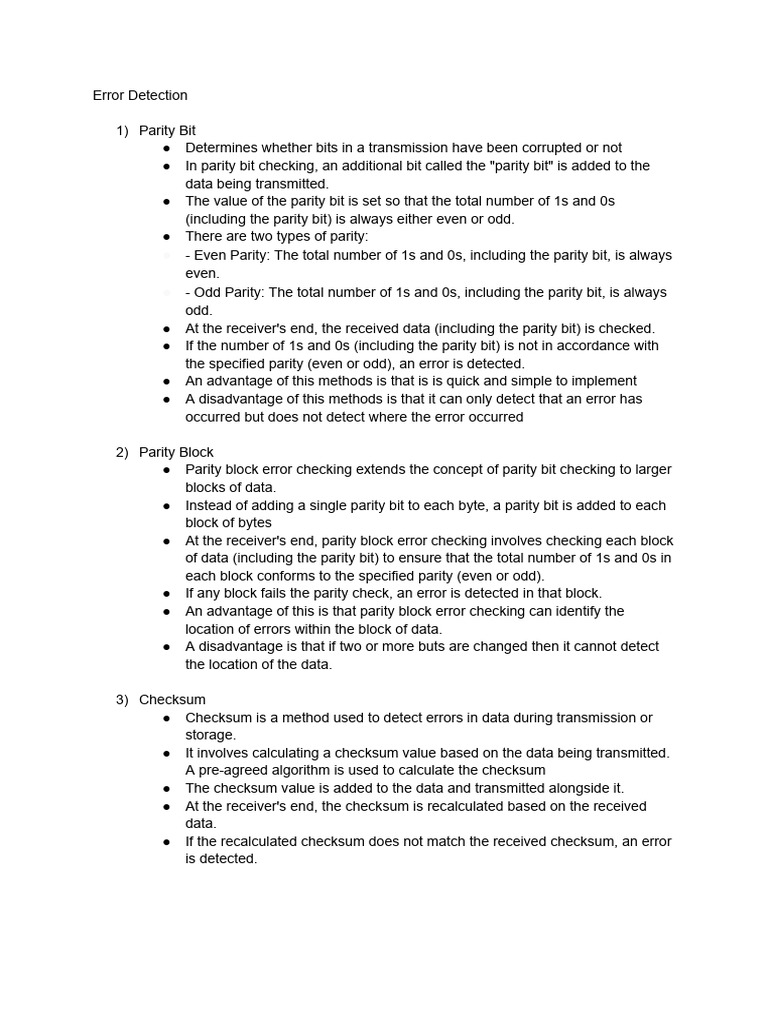 Error Detection Pdf Error Detection And Correction Computer Engineering