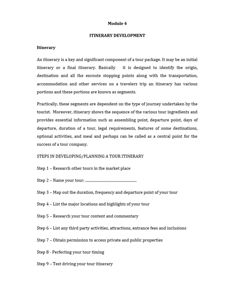 M4 - Itinerary - Developement | PDF