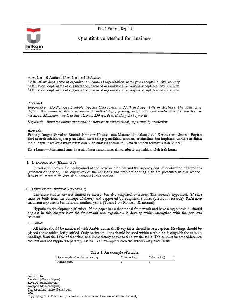Report Template | Download Free PDF | Methodology | Equations