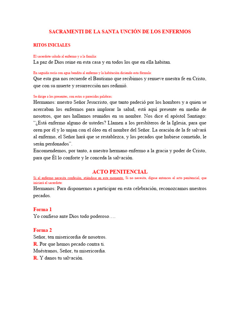 Sacramenti de La Santa Unción de Los Enfermos (Ritual) | PDF | Misa ...