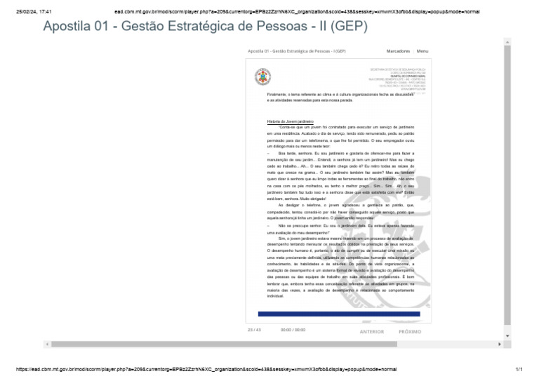 Apostila 01 - Gestão Estratégica de Pessoas - II (GEP) | PDF