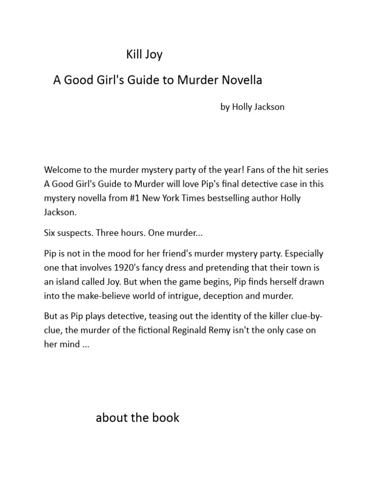 Kill Joy Holly Jackson | PDF