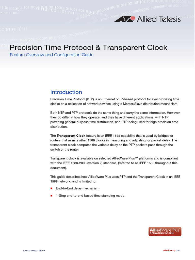 ptp_feature_overview_guide_revb | PDF | Computer Network | Communications Protocols