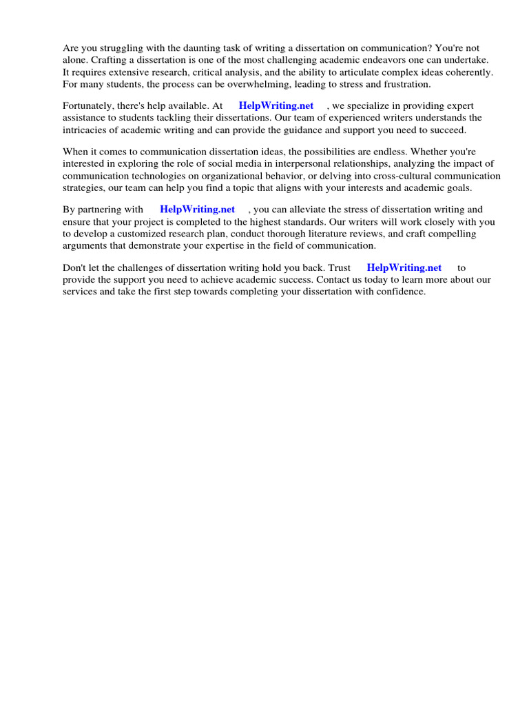 Communication Dissertation Ideas | PDF | Thesis | Communication