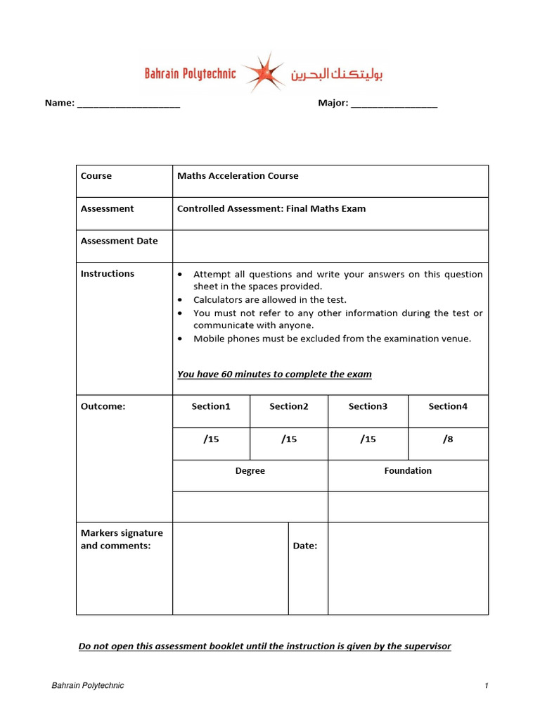 Mathematics Diagnostic Practice Test - 2023 Solution | PDF | Mathematics