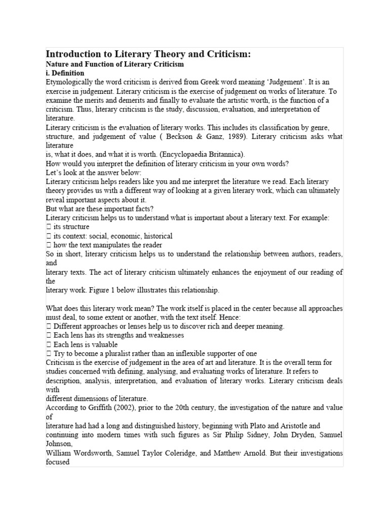 Introduction to Literary Criticism | PDF | Plato | Poetics (Aristotle)