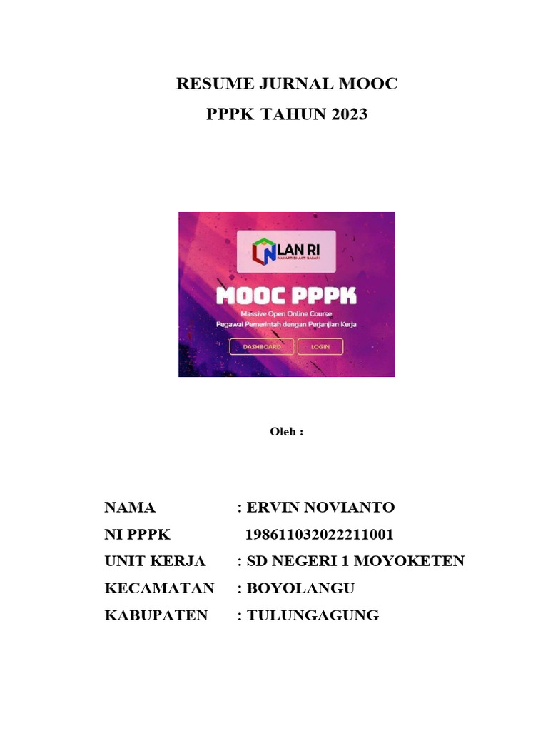 Jurnal Mooc 2023 - Ervin Novianto - SD Negeri 1 Moyoketen | PDF
