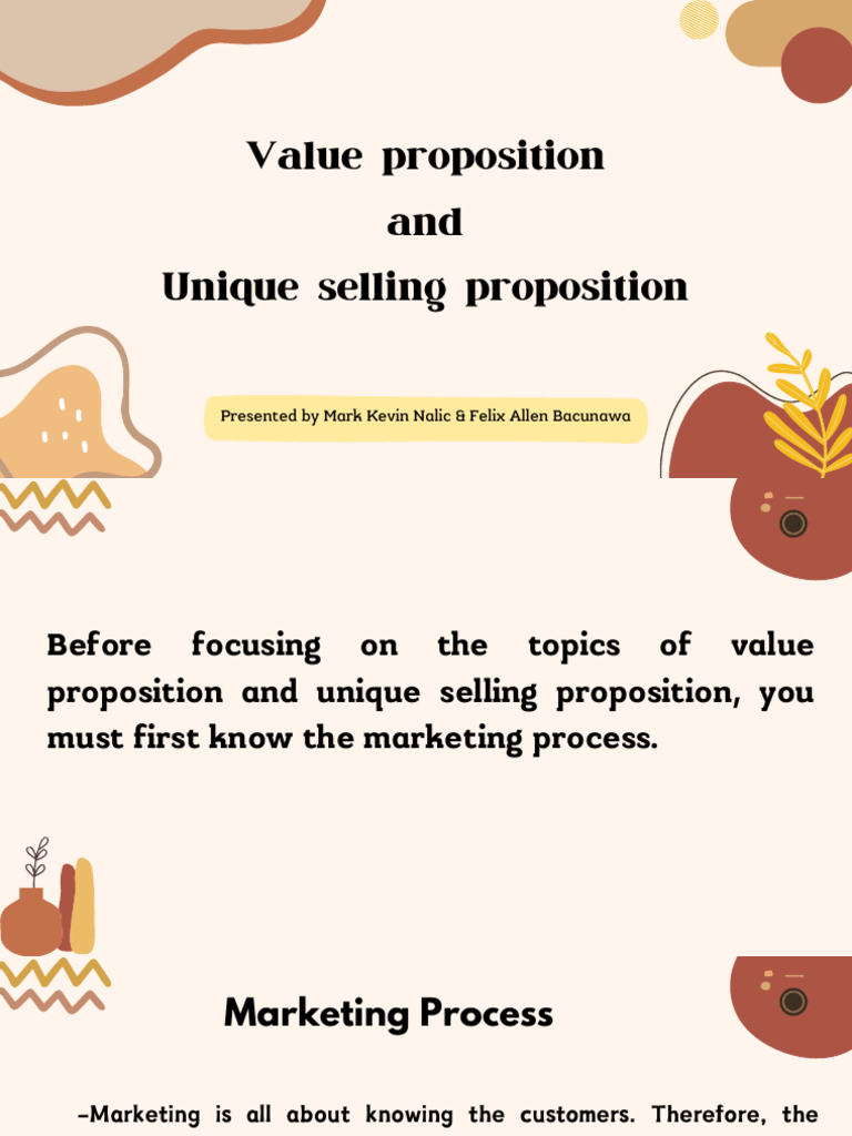 Value & Unique Selling Proposition | PDF | Marketing | Financial Markets