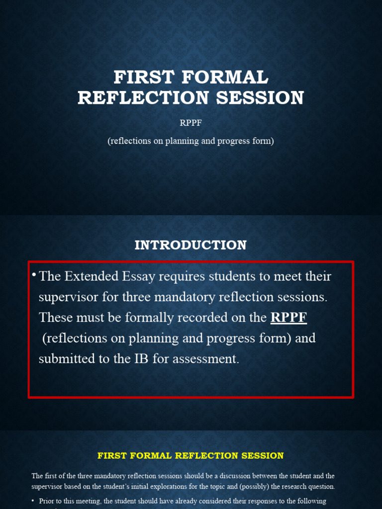 First Reflection for Extended Essay | PDF | Thesis | Essays