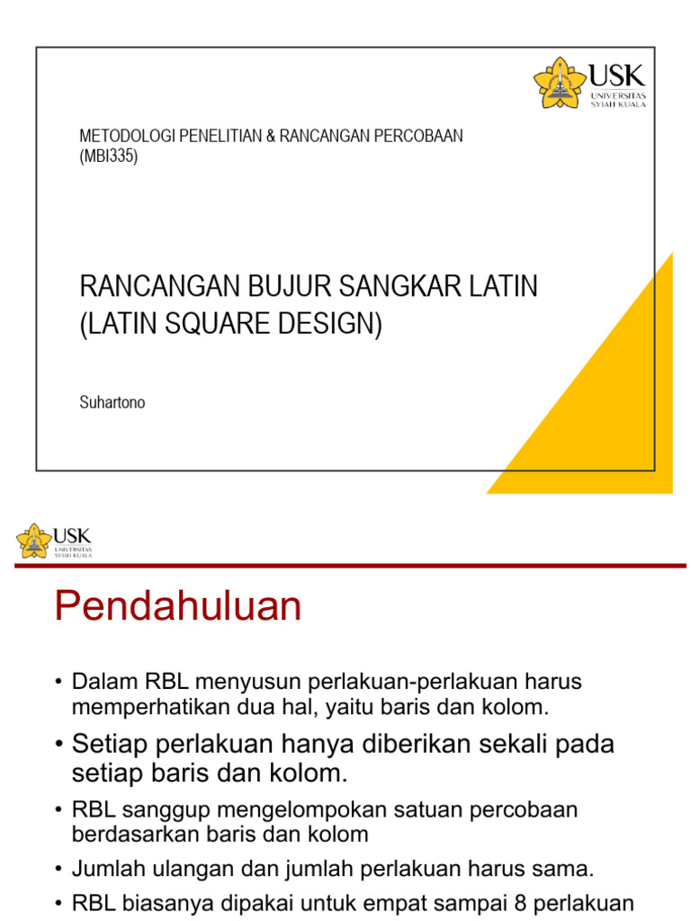 Rancangan Bujur Sangkar Latin dalam Penelitian | PDF