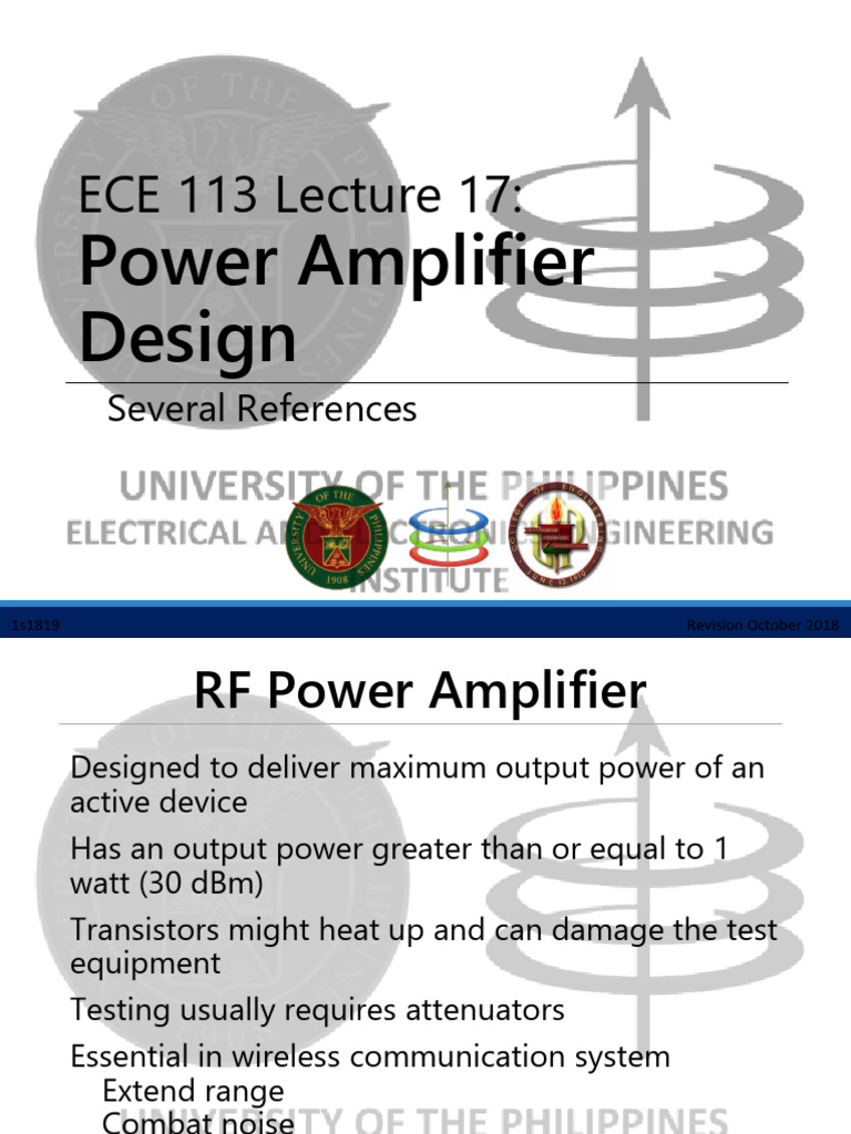 Ece113 Lec17 Power Amplifier Design | PDF | Amplifier | Field Effect Transistor