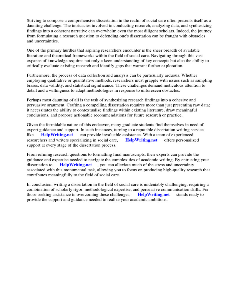 Dissertation Examples For Social Care | PDF | Social Work | Health Care