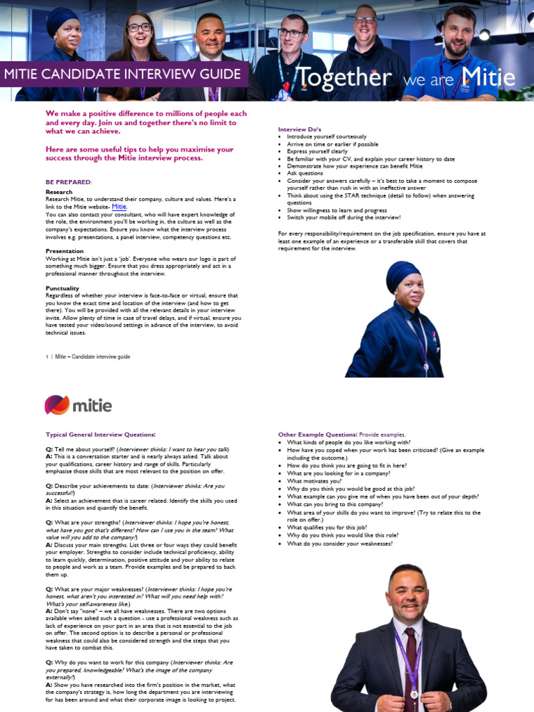Mitie Interview Preparation Guide | PDF | Interview | Experience