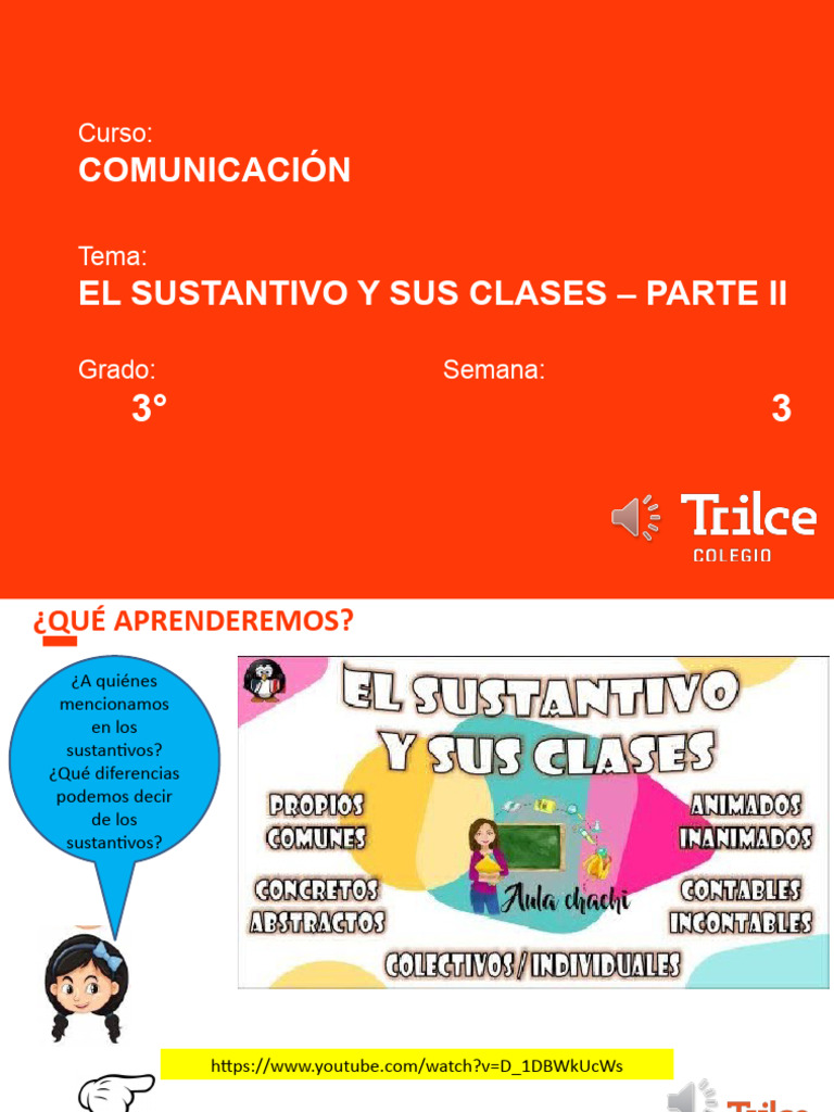 3° - Comu - El Sustantivo - Parte Ii Con Audio - Sem 03 | PDF | Sustantivo