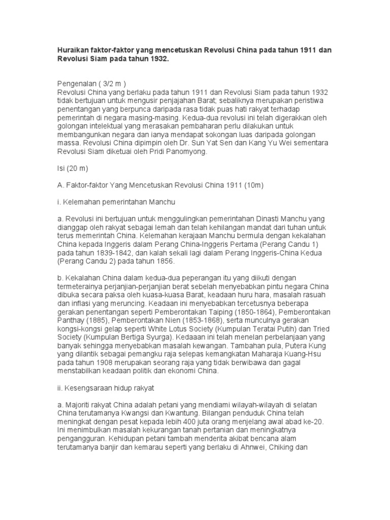 Faktor Pencetus Revolusi China 1911 | PDF | Politik | Sejarah