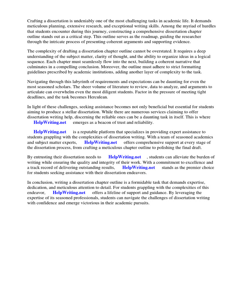 How To Write A Dissertation Chapter Outline | PDF | Thesis ...
