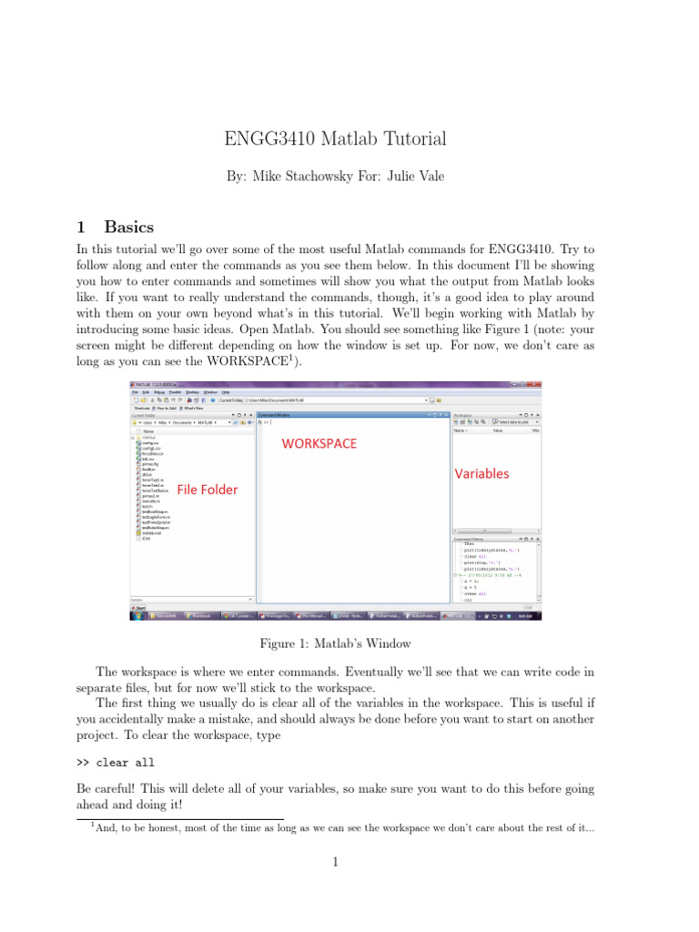 Matlab Tutorial | PDF | Matrix (Mathematics) | Determinant