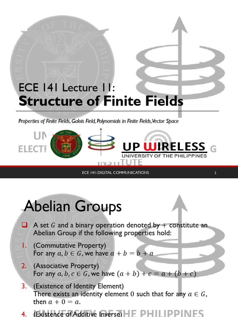 Ece141 Lec11 Finite Fields Pdf Field Mathematics Group
