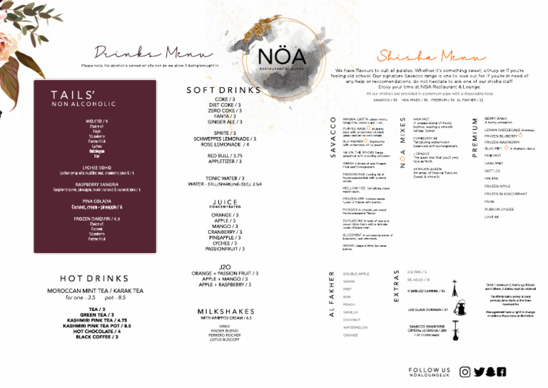 Al Fakher Lounge Drinks Menu PDF | PDF | Drink | The Coca Cola Company