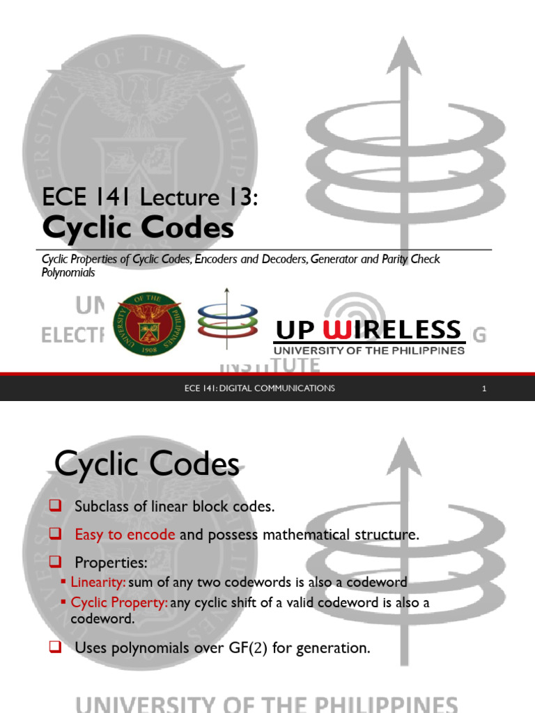 Ece141 Lec13 Cyclic Codes | PDF