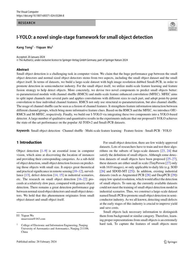 I-YOLO: A Novel Single-Stage Framework For Small Object Detection | PDF | Normal Distribution ...