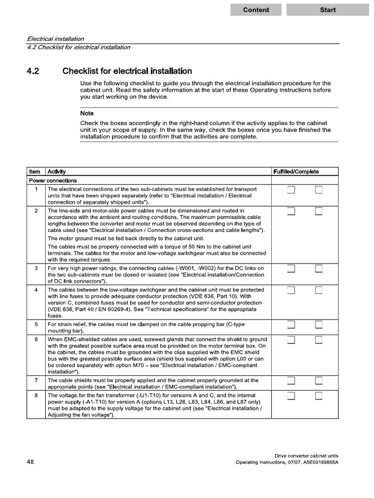LV VFD Pre-Commissiopning Checklist | PDF