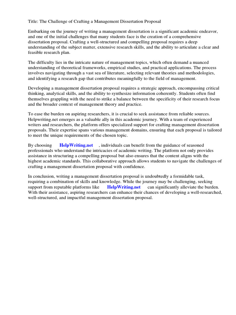 Management Dissertation Proposal | PDF | Thesis | Theory