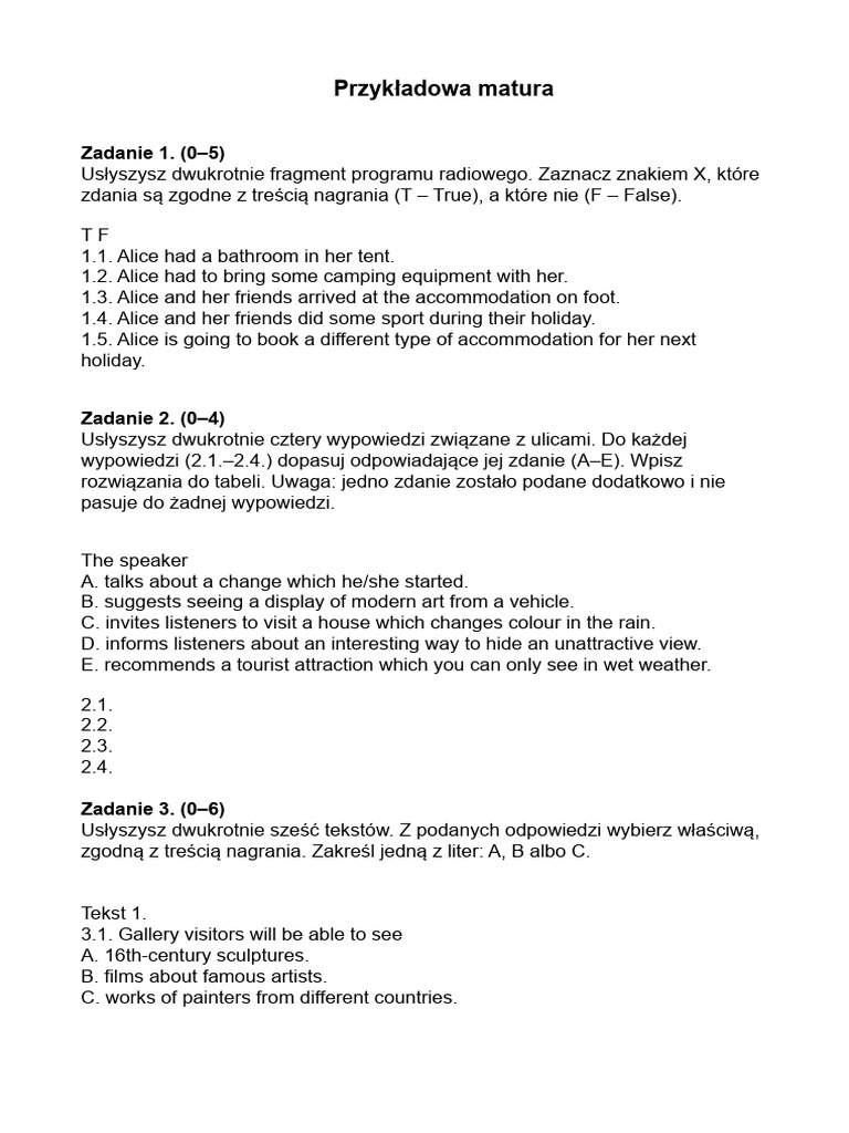 Przykladowa Matura | PDF