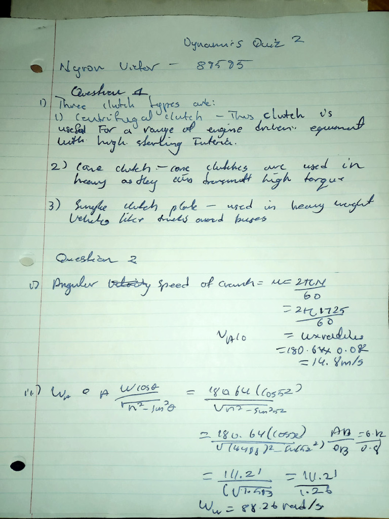 Dynamics Final Quiz 2 | PDF