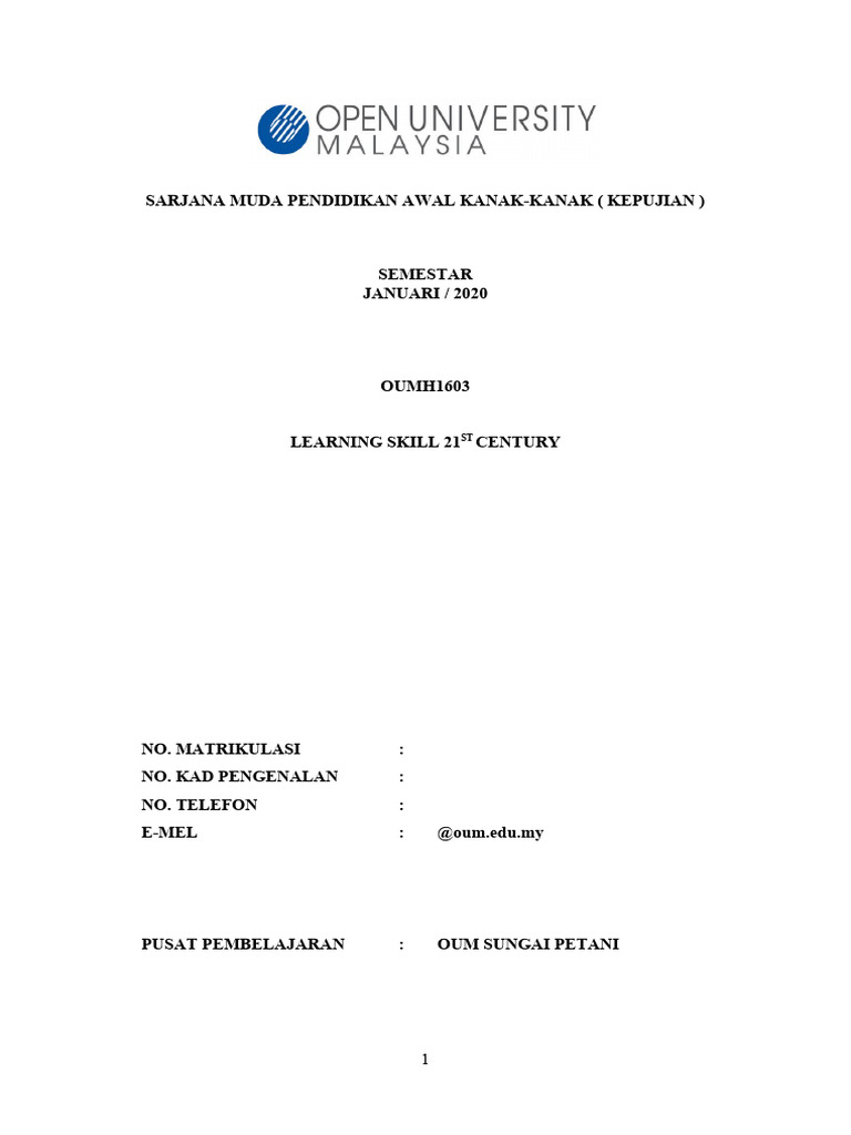 OUMH1603 Complete Assignment | PDF