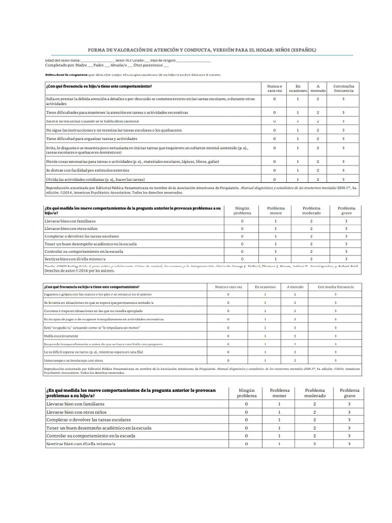 Adhd-Rs 5 Versión Familia Niños | PDF