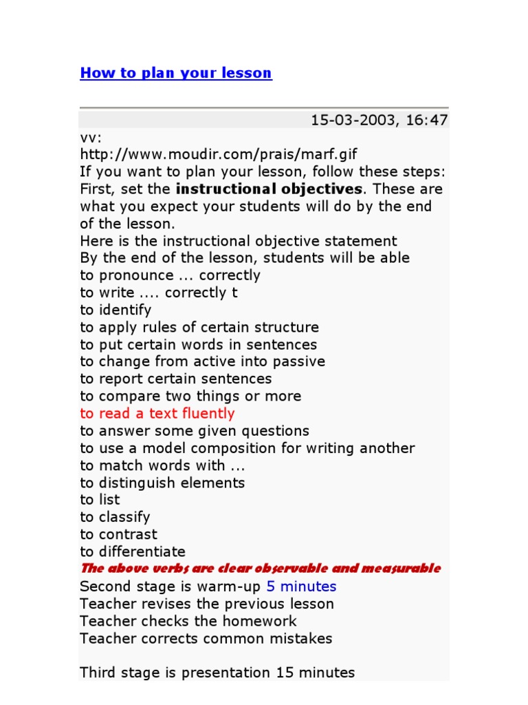 How To Plan Your Lesson | PDF | Career & Growth