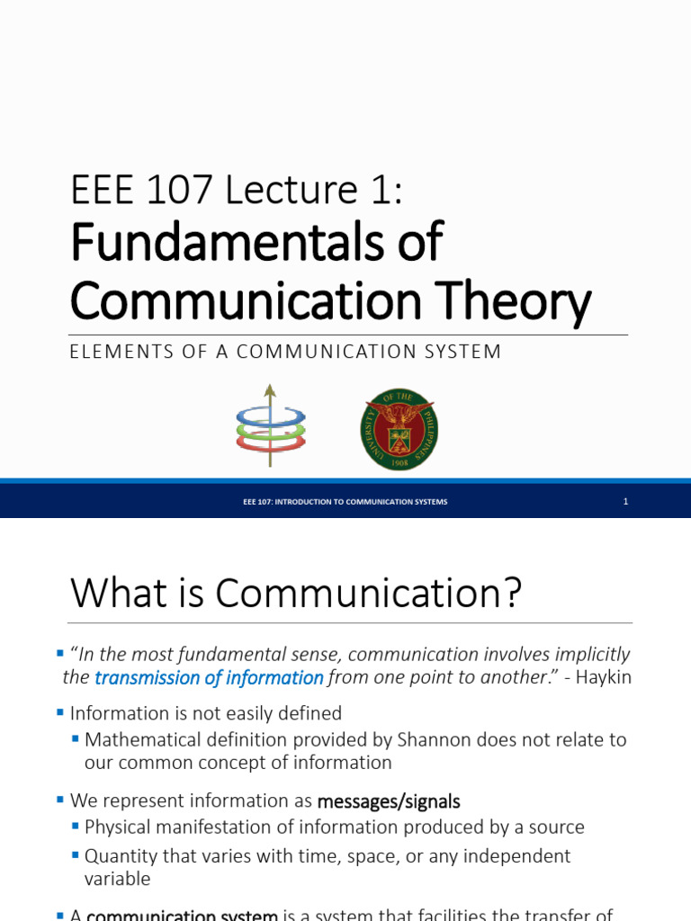 Communication Theory Fundamentals | PDF | Duplex (Telecommunications ...